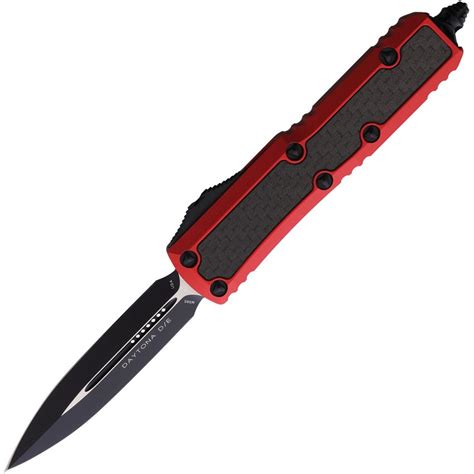 Microtech 1261rdcfis Auto Utx 85 Daytona Black Double Edge Otf Knife Red Handles Knife Country