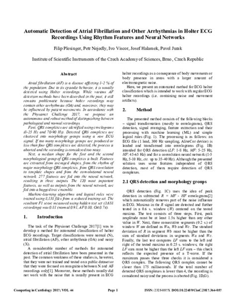 Pdf Automatic Detection Of Atrial Fibrillation And Flutter By Wave Rectification Method