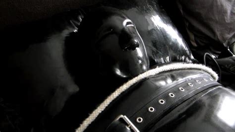 Rubber Bondage In The Inflatable Sleeping Bag