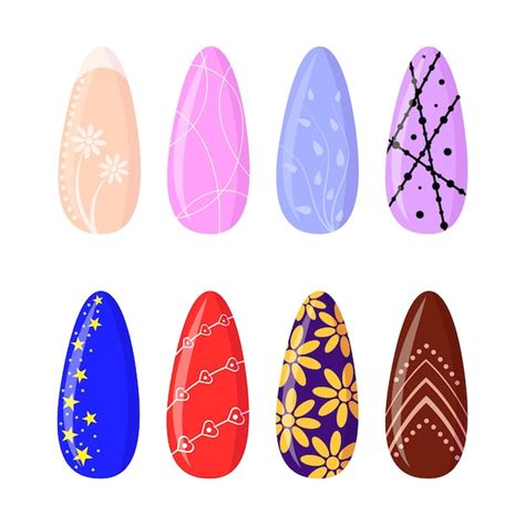 Premium Vector Nail Art Design Flat Illustration Set