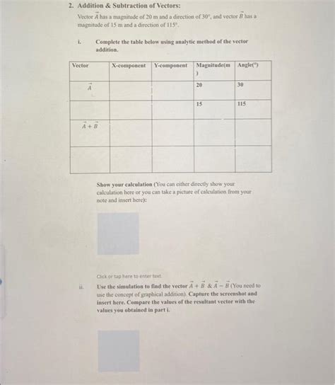 Solved 2 Addition Subtraction Of Vectors Vector A Has A Chegg