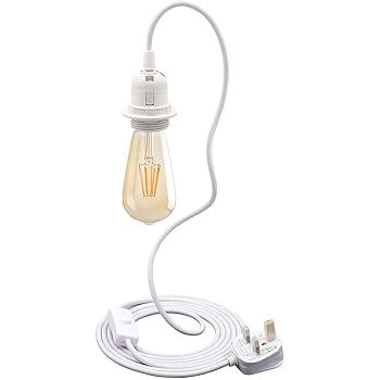 Black Pendant Light Fitting With Plug In Vintage Style Hanging Light KIT E Lamp Holder MM