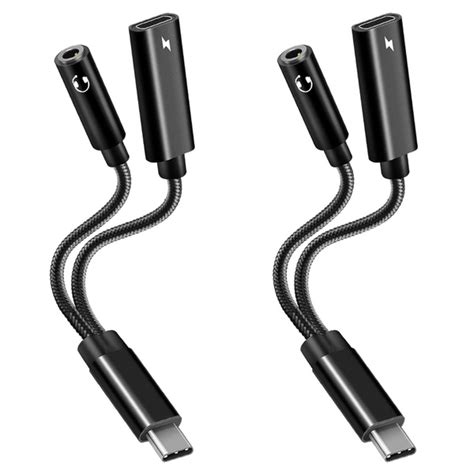 2 адаптера Usb C на разъем для наушников 3 5 мм 2 в 1 аудиокабель с быстрой зарядкой Pd 60 Вт