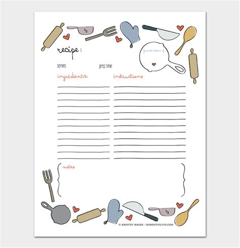Editable Cookbook Template