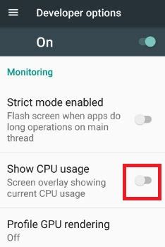 Can T Find Show Cpu Usage On Android In Developer Options Android Community