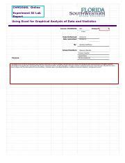 Chem Lab Mod Xlsx CHM L Online Experiment Lab Report Using Excel For Graphical
