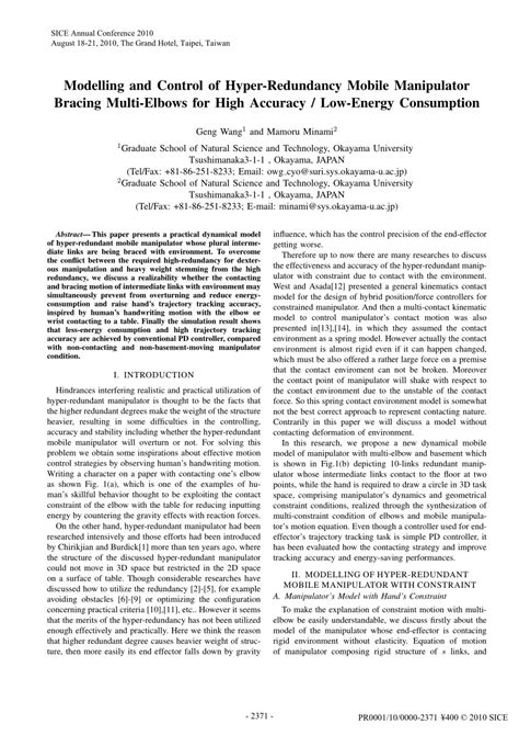 Pdf Modelling And Control Of Hyper Redundancy Mobile Manipulator Bracing Multi Elbows For High
