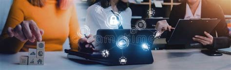 Man Use Laptop With Cloud Computing Diagram Show On Hand Cloud Technology Data Storage Stock