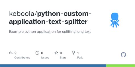GitHub Keboola Python Custom Application Text Splitter Example