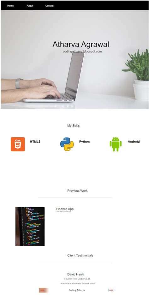 Portfolio Project Using Html5 And Css3 ~ Coding Atharva