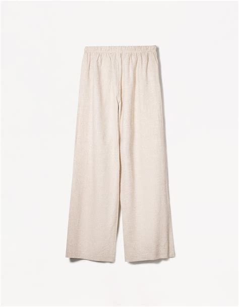 Pantalon Lin Taille élastique Femme Bershka