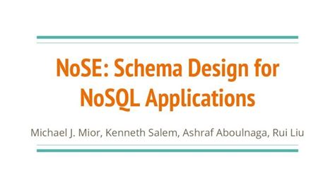PDF NoSE Schema Design For NoSQL Applications DOKUMEN TIPS