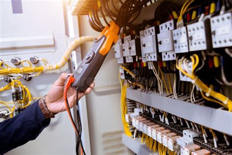 Electrician Measurements With Multimeter Testing Current Electric Stock Image Image Of Current