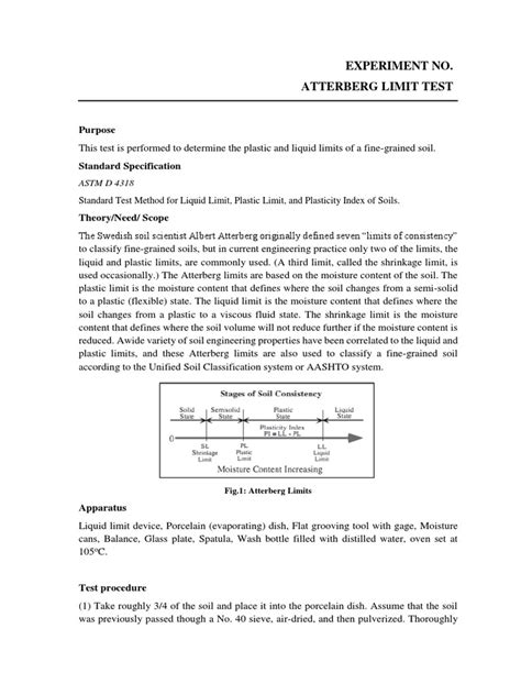 Purpose Experiment No Atterberg Limit Test Pdf Natural Materials Nature