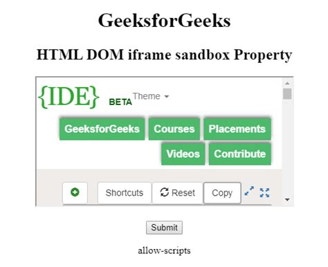 Html Dom Iframe Sandbox Property Geeksforgeeks