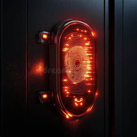 Biometric Smart Door Lock With Glowing Fingerprint Authentication Visualization Stock