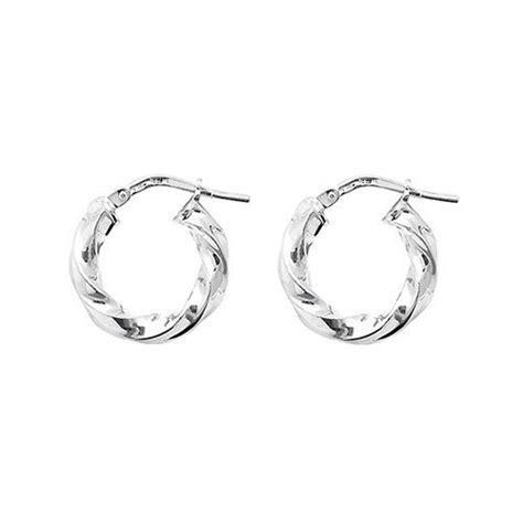 Sterling Silver Hoop Earrings Silver Mm Twisted Hoop Etsy