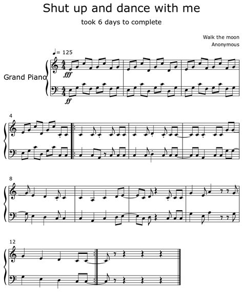 Shut Up And Dance With Me Sheet Music For Piano