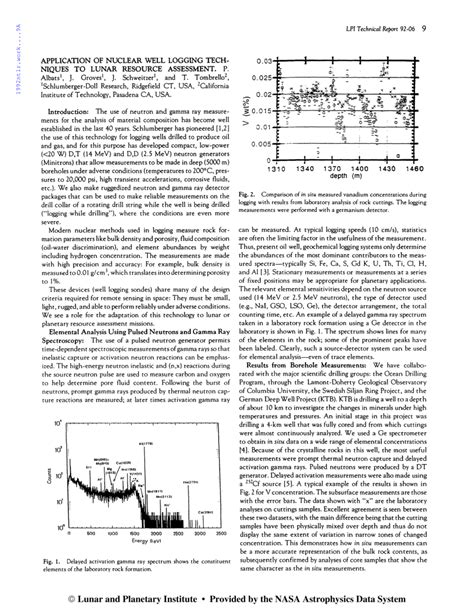 Pdf Application Of Nuclear Well Logging Techniques To Lunar Resource