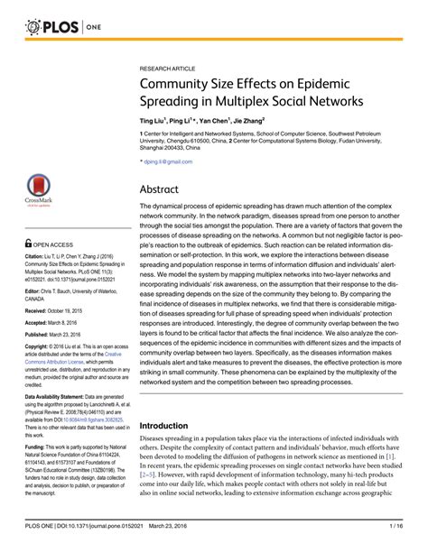 Pdf Community Size Effects On Epidemic Spreading In Multiplex Social Networks