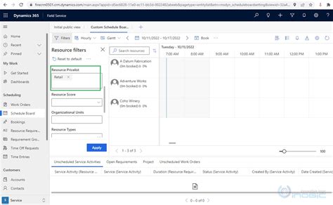 advanced schedule board customizations in dynamics 365 field service microsoft dynamics 365