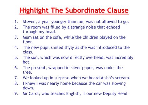 Writing To Entertain Lesson Subordinate Clause Worksheet Worksheets Library