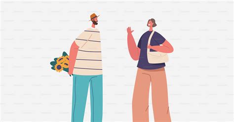 커플 데이트 사랑 관계 개념 남자는 발렌타인 데이 생일 또는 기념일에 꽃다발을 숨기고 있는 여자 친구에게 선물을 준비합니다 만화 벡터 일러스트레이션 벡터