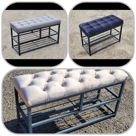 Банкетка обувница пуф полка для обуви прихожей коридора металл лофт 1 400 грн Меблі для