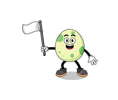 Premium Vector Cartoon Illustration Of Spotted Egg Holding A White Flag