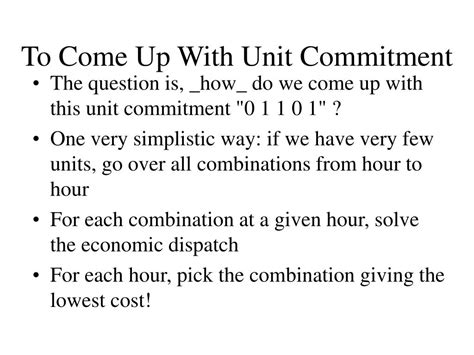 Ppt A Simple Unit Commitment Problem Powerpoint Presentation Free Download Id 1269157