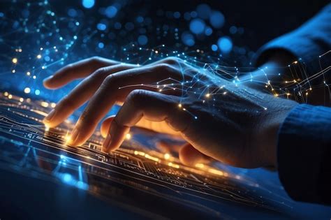 Digital Transformation Conceptual For Next Generation Technology Era Hands Touching The Big Data