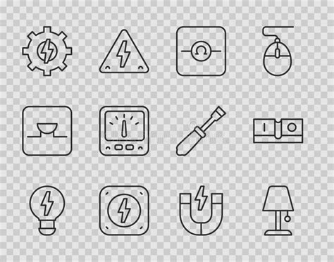 Set Line Creative Lamp Light Idea Table Ohmmeter Lightning Bolt Gear And Lightning Ampere