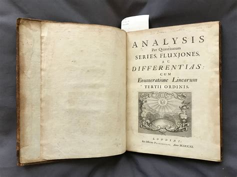 Isaac Newtons Work On Calculus De Analysi 1711 Unbound
