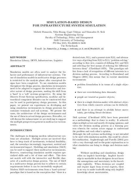 Pdf Simulation Based Design For Infrastructure System Simulation