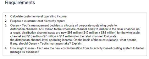 Solved Requirements 1 Calculate Customer Level Operating