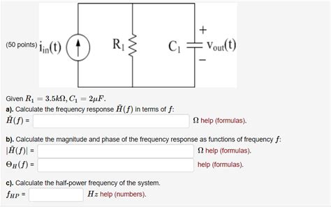 solved 50 ﻿points given r1 3 5kΩ c1 2μf a ﻿calculate the