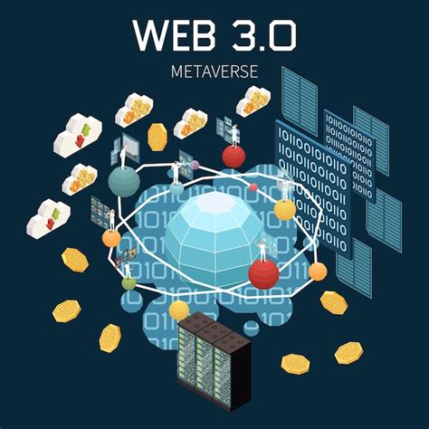 Web 30 Technologie Isometrisch Concept Met Omgekeerde Symbolen
