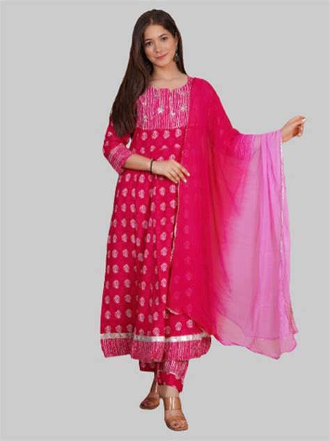 Buy Misbis Women Pink Ethnic Motifs Printed Gotta Patti Kurta With