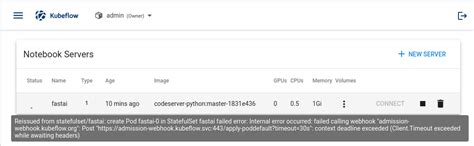 notebook server fails to launch failed calling webhook admission