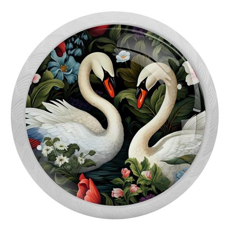 Swan Pattern 4pcs Cabinet Knobs Pulls Fluorescent Drawer Handle Cabinet