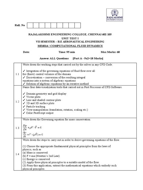 Cfd Answer Key Pdf Computational Fluid Dynamics Fluid Dynamics