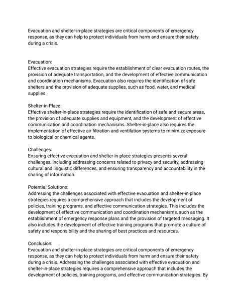 Evacuation And Shelter In Place Strategies Evacuation Effective