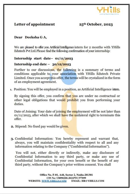 Deeksha G A On Linkedin Ai Internship Yhillsai