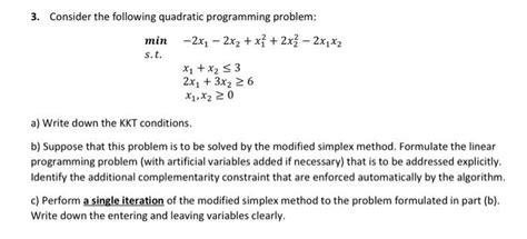 Solved Consider The Following Quadratic Programming Chegg