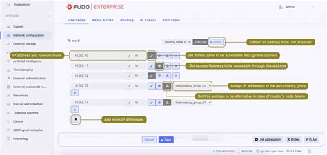 network interfaces configuration — fudo enterprise 5 4 system