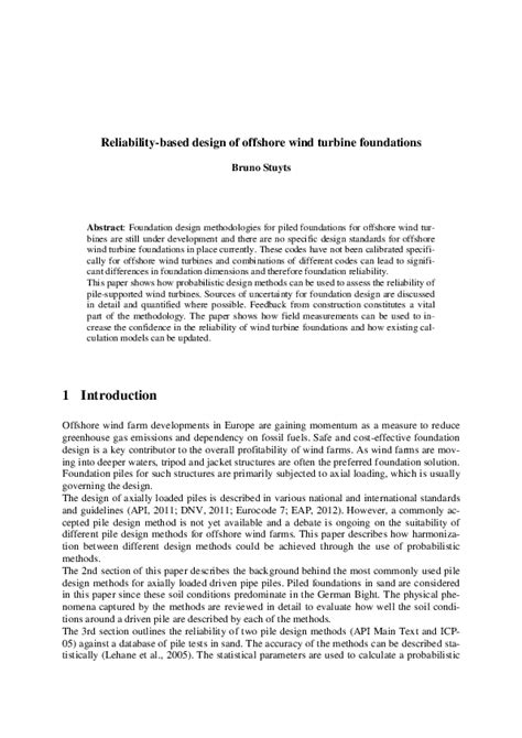 Pdf Reliability Based Design Of Offshore Wind Turbine Foundations