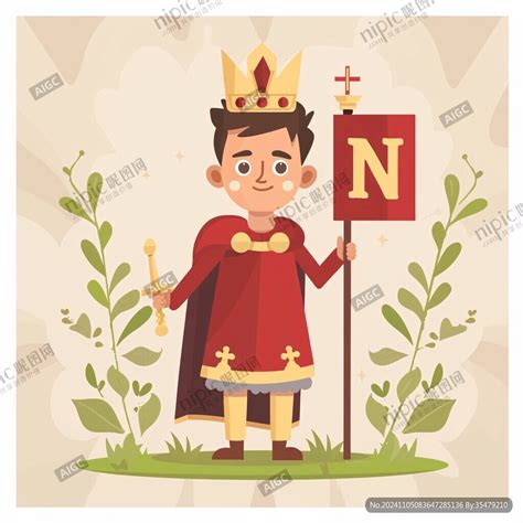 Ai创作图人物王子 孩子国王 小皇帝插画图案 王字图标设计 皇室男孩卡通形象 王子男孩 王子卡通 孩子王 王子贴画 数学王子 国王君王君主大臣