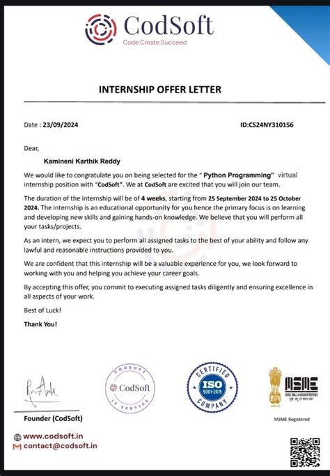 Karthik Kamineni On Linkedin Codesoft Pythonprogramming Codesoftintern Internship Intern