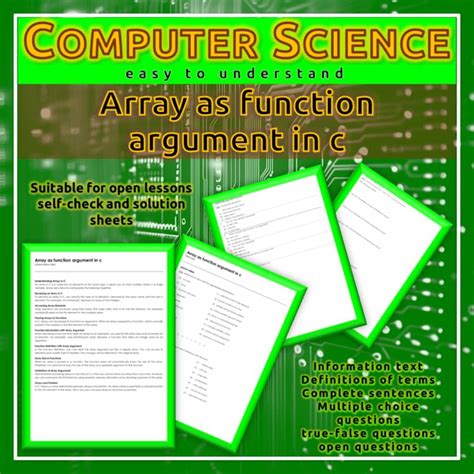 Easy Computer Science Array As Function Argument In C Infotext Exercises