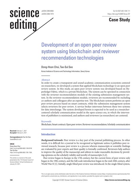 Pdf Development Of An Open Peer Review System Using Blockchain And Reviewer Recommendation